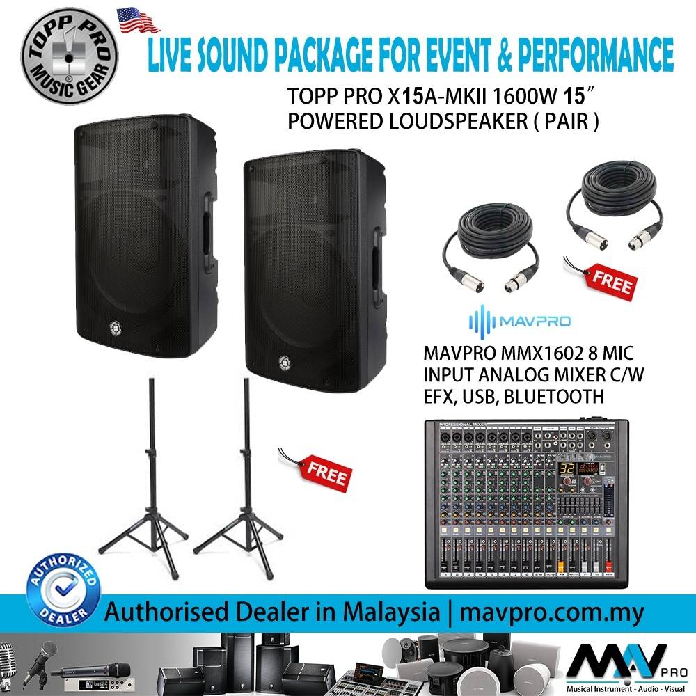TOPP PRO X15A-MKII 1600W 15” POWERED LOUDSPEAKER ( PAIR ) l Mavpro Malaysia